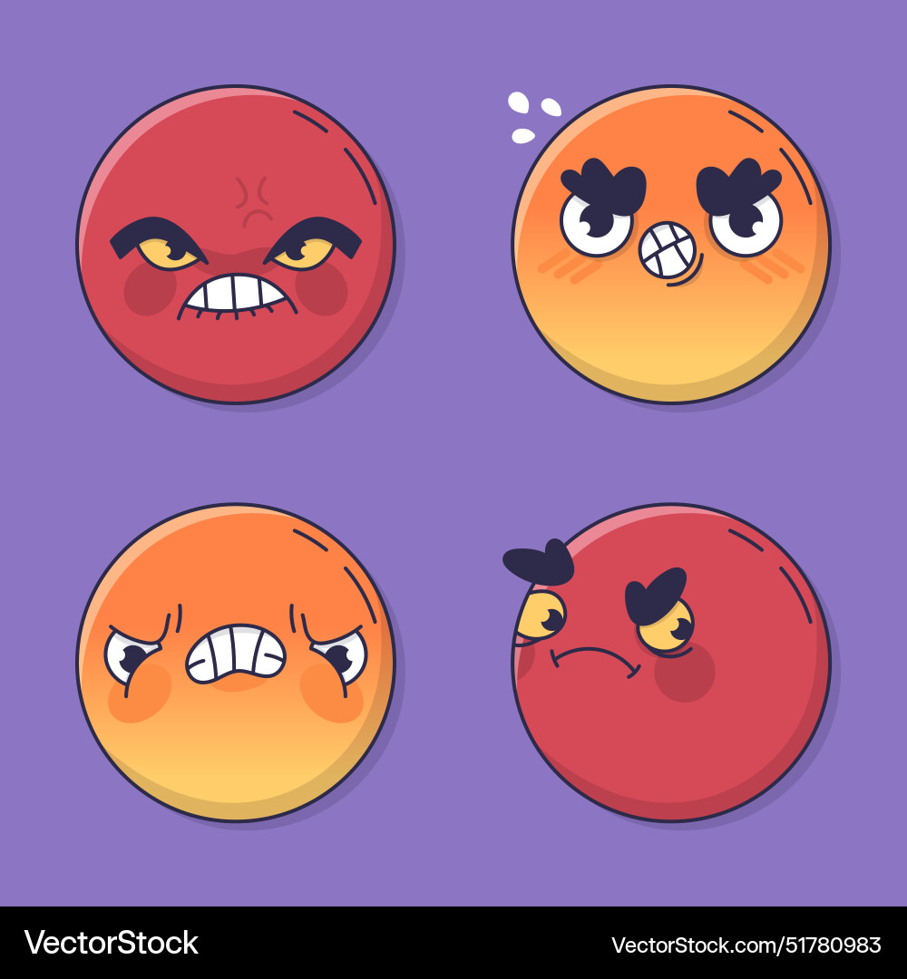 Four cartoon emoticons with various expressions Vector Image