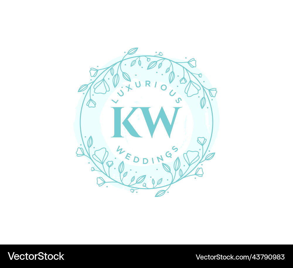 Kw initials letter wedding monogram logos Vector Image