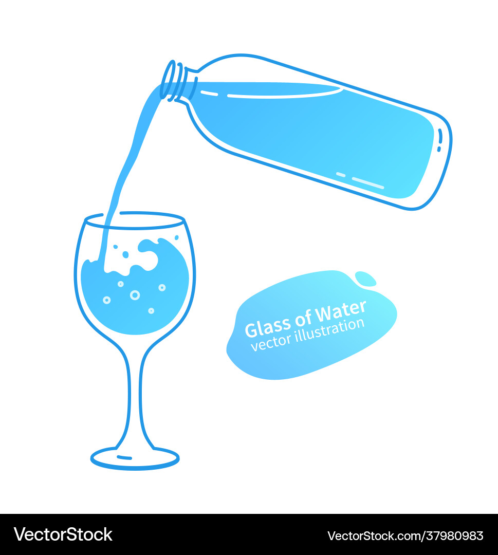 Pouring down water in glass Royalty Free Vector Image