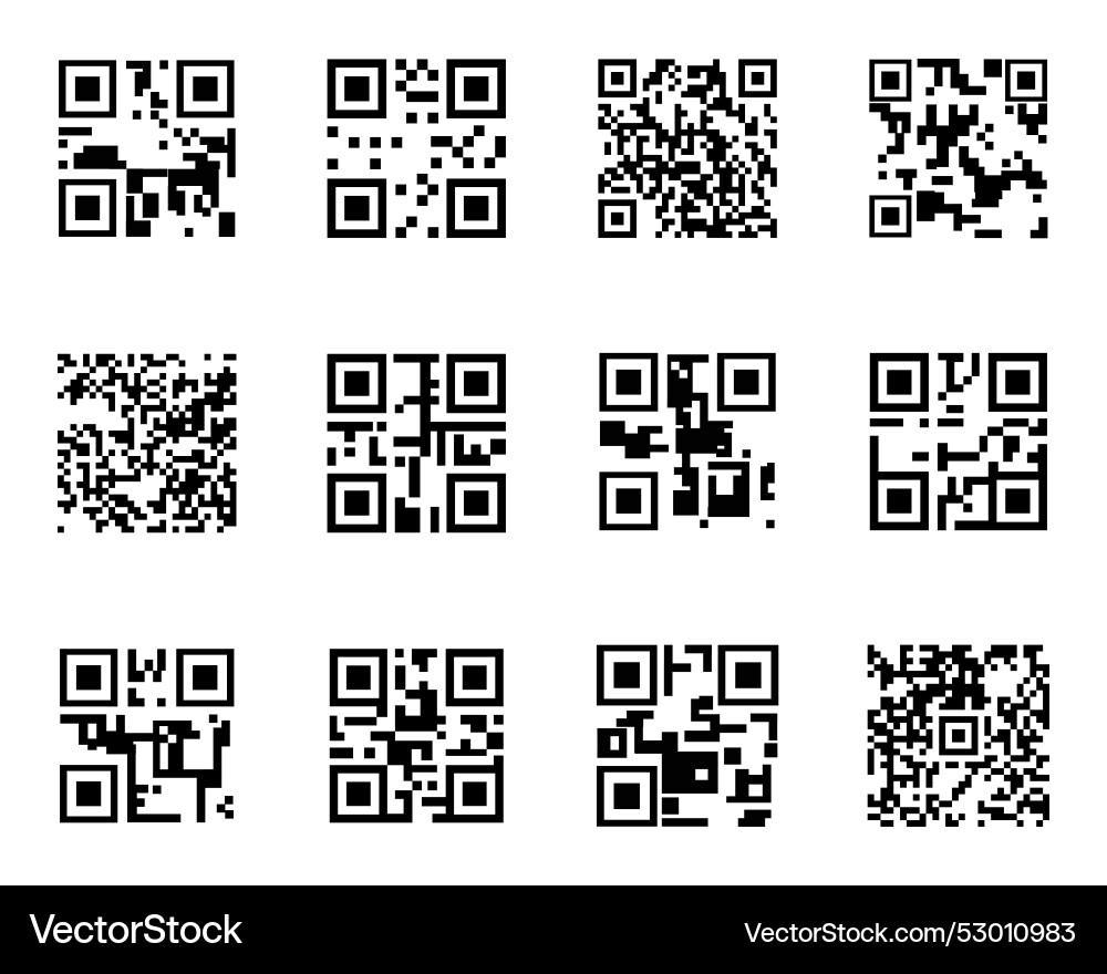 Qr code icon collection in black scan me Vector Image
