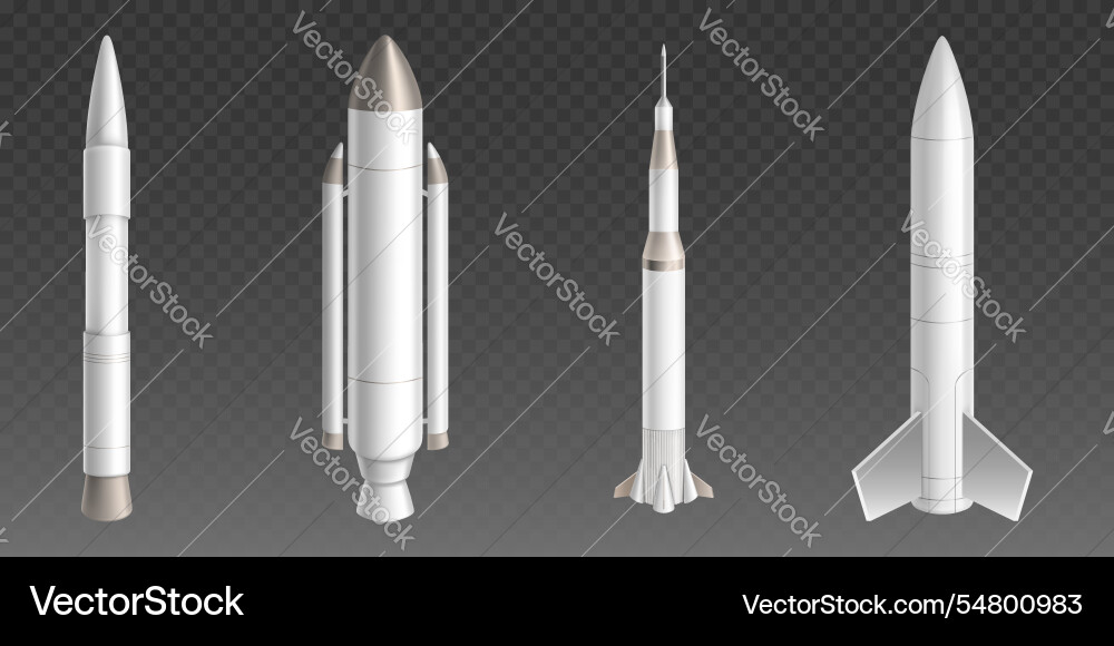 Realistic space rocket collection Royalty Free Vector Image