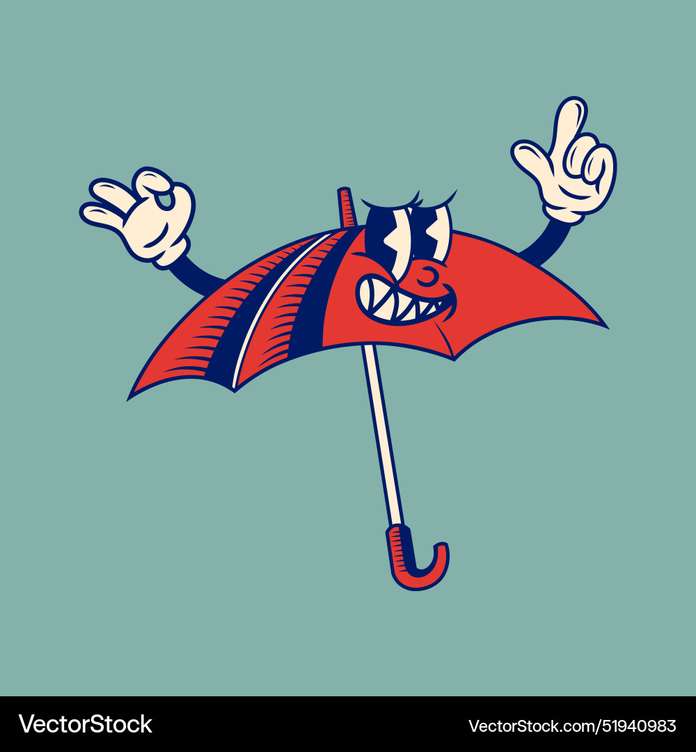 Retro character design of umbrella Royalty Free Vector Image