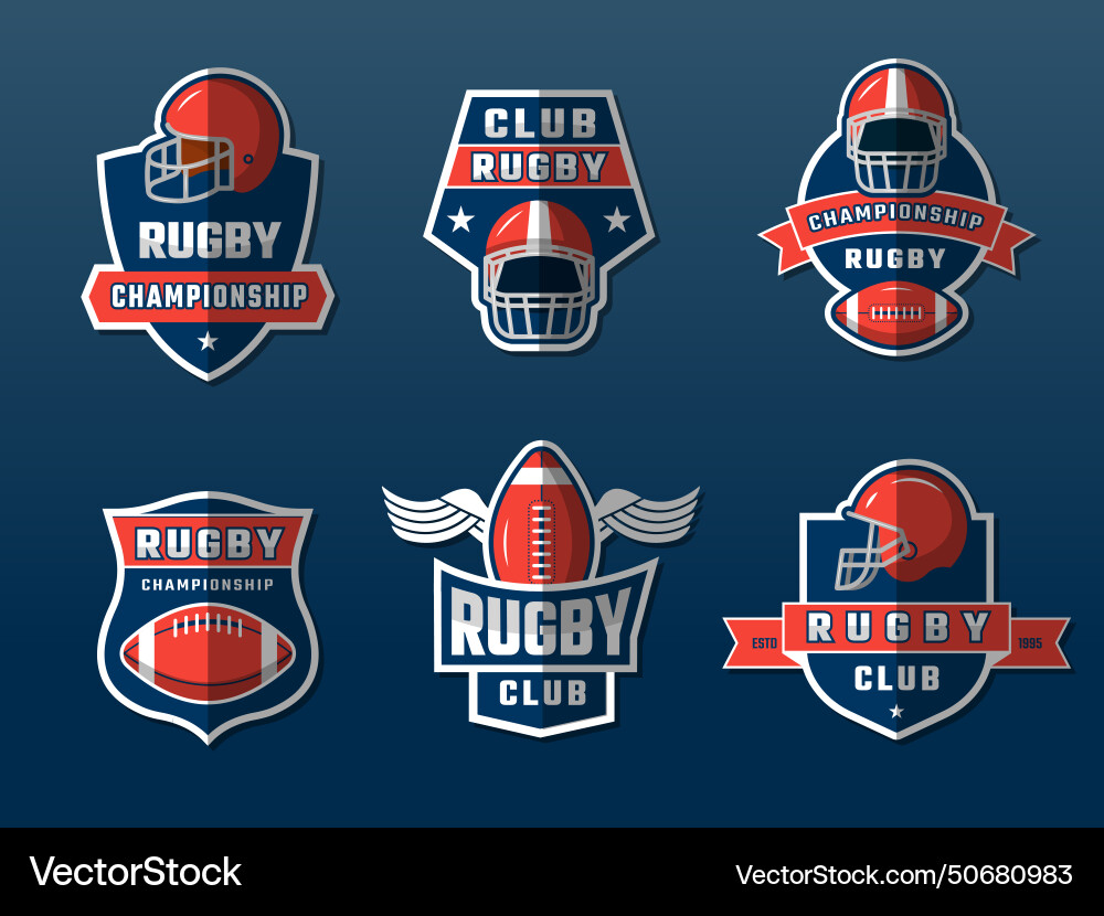 Rugby badges sport school native labels for team Vector Image