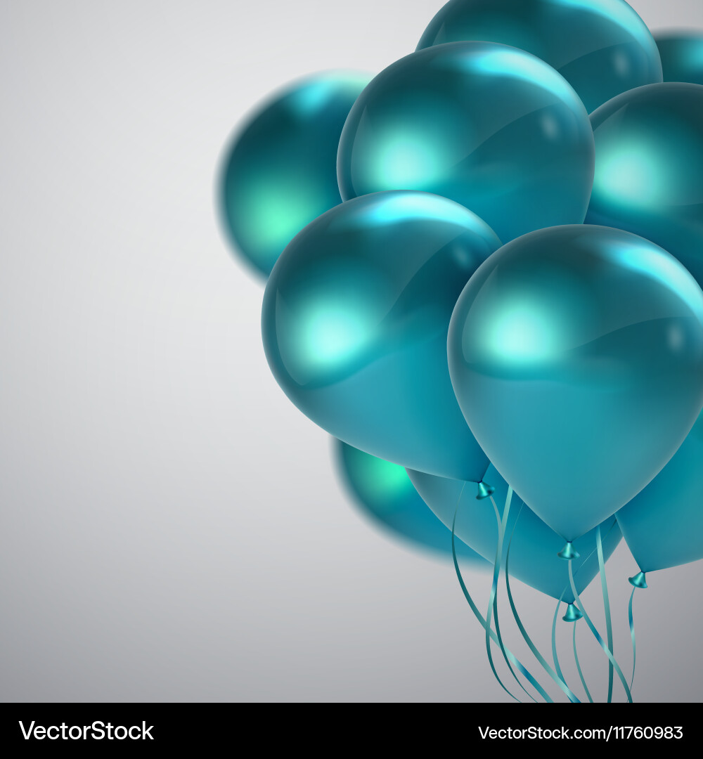 Turquoise balloon bunch Royalty Free Vector Image