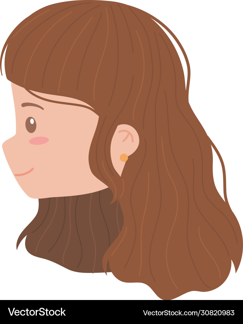 Young woman face looking sideway character Vector Image