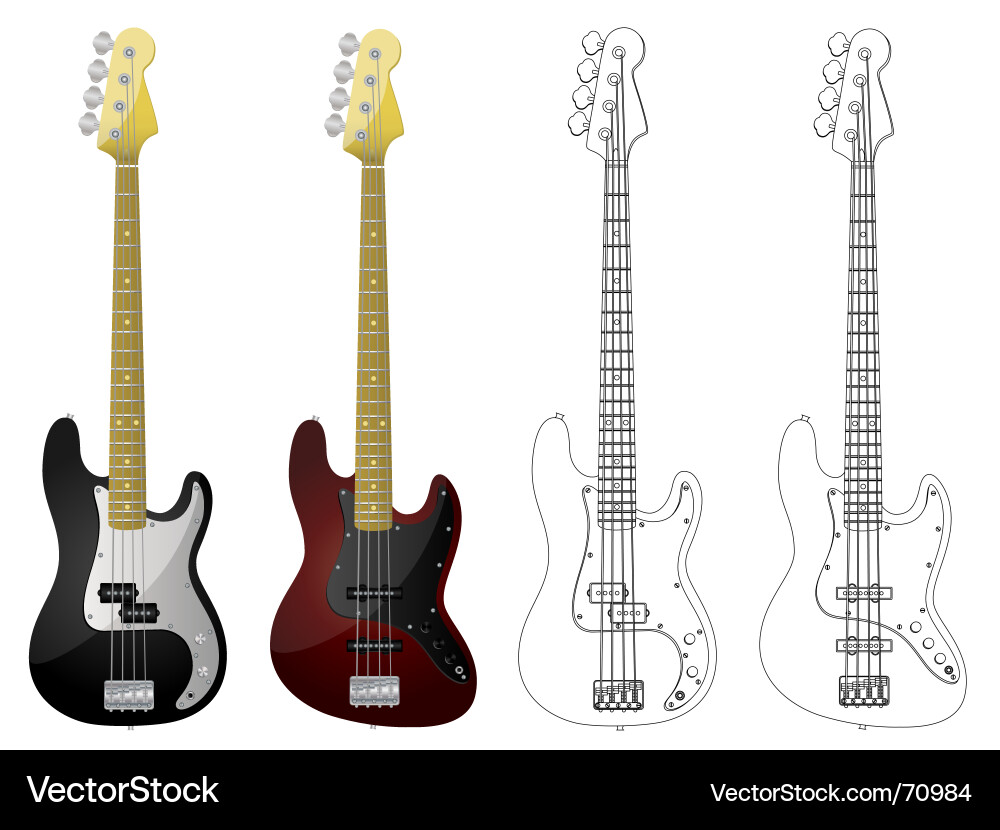 Bass guitars Royalty Free Vector Image - VectorStock