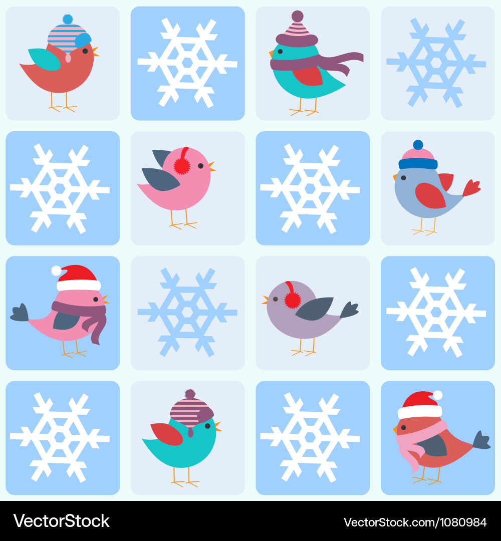 Birds and snowflakes Royalty Free Vector Image