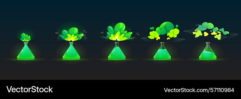 Chemical reaction in flask with explosion Vector Image