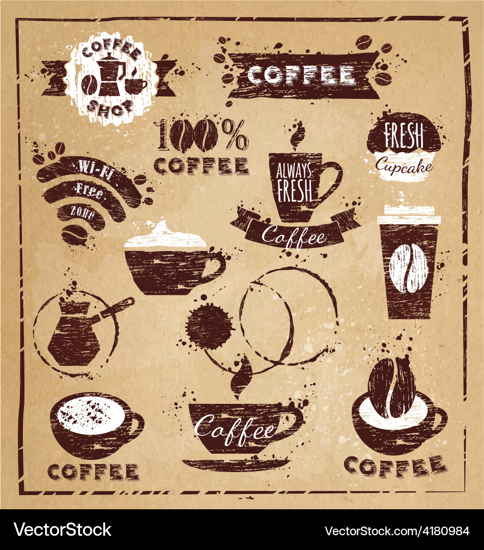 Coffee set Royalty Free Vector Image - VectorStock