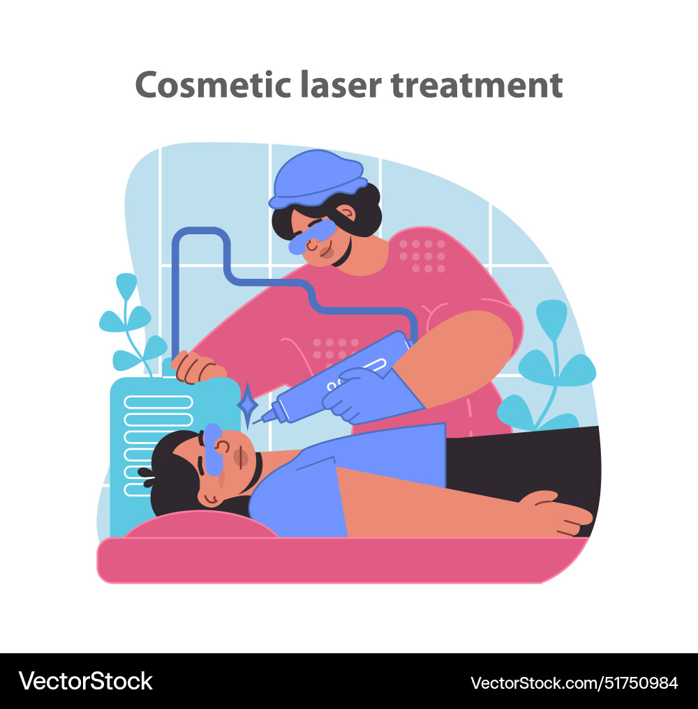 Cosmetic laser treatment session Royalty Free Vector Image