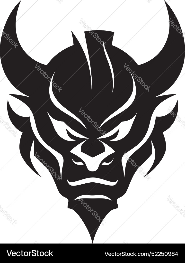 Dark oni icon intricate in black mask graphic Vector Image