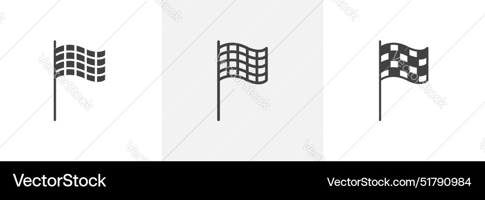 Flag checkered line icon set Royalty Free Vector Image