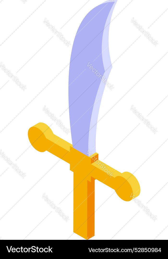 Golden hilt scimitar sword standing upright Vector Image