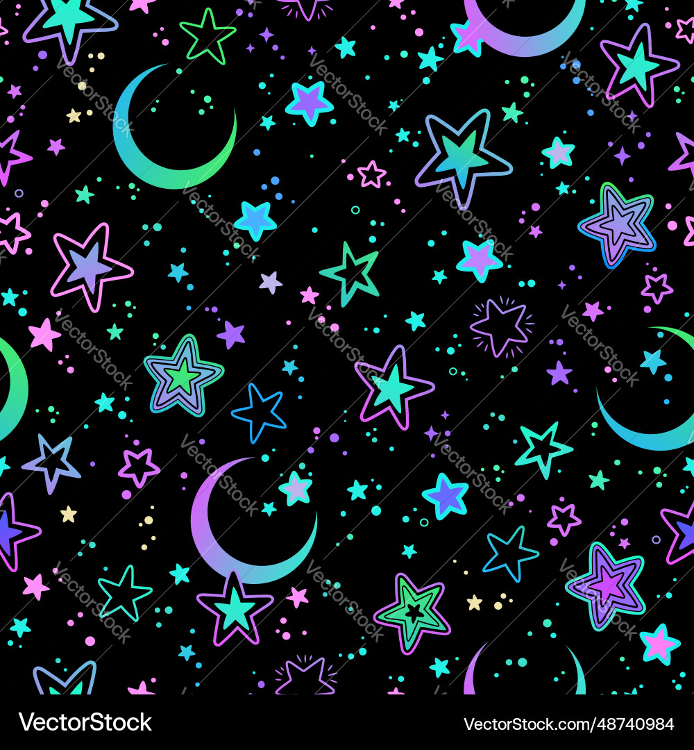 Seamless pattern a scattering of bright stars Vector Image