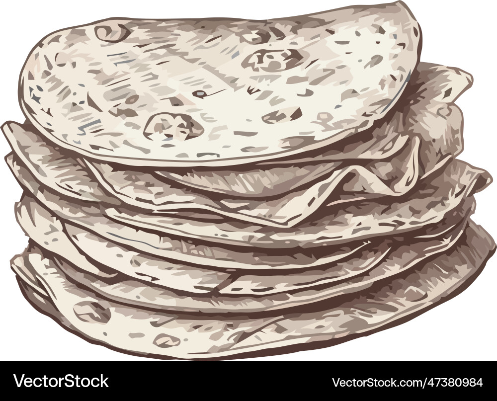 Stack of pita bread on white background Royalty Free Vector