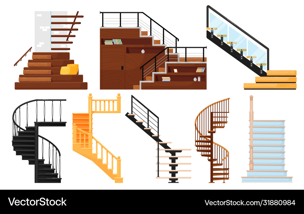 Wooden Interior Staircase Royalty Free Vector Image