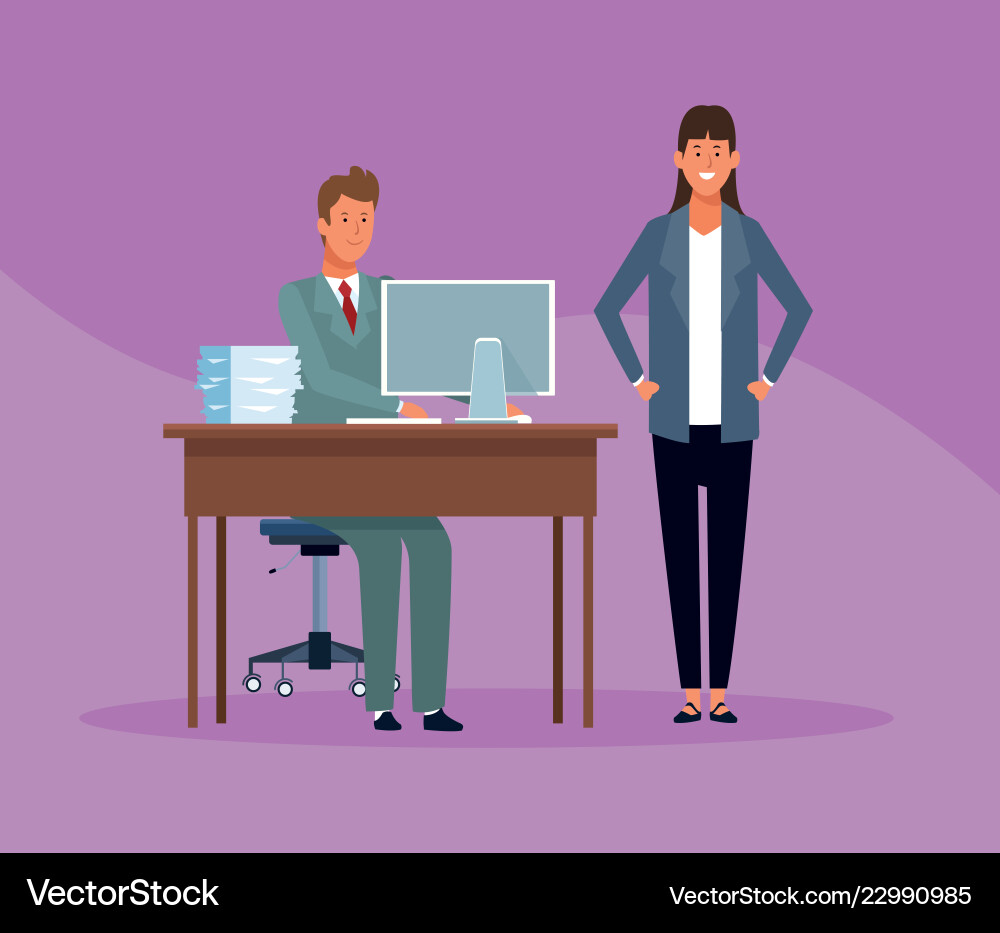Boss and worker teamwork Royalty Free Vector Image