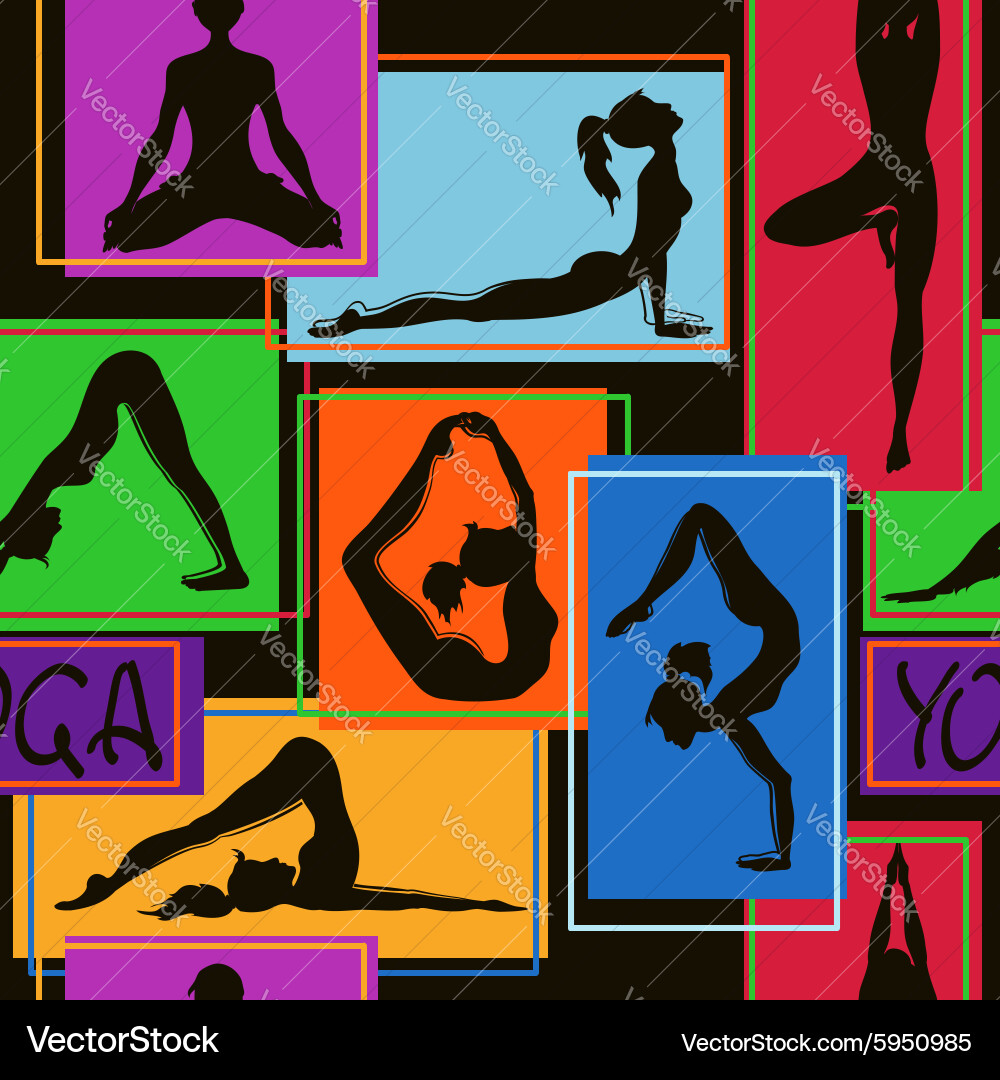 Colorful Yoga Pose Pattern Royalty Free Vector Image