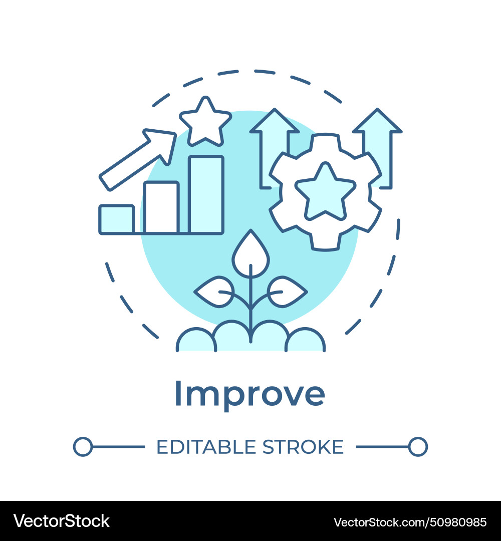 Dmaic improve phase soft blue concept icon Vector Image