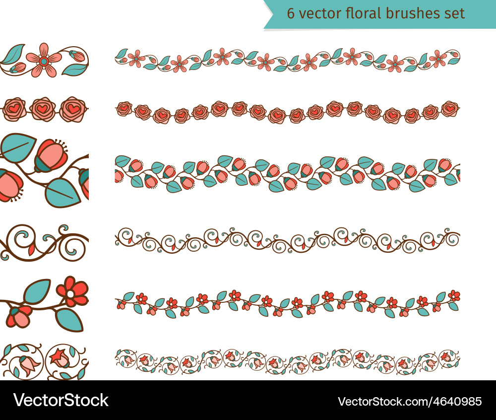 Floral pattern brushes Royalty Free Vector Image
