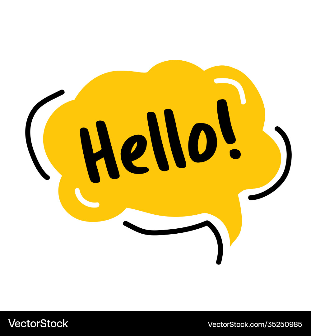 Hello speech bubble hand drawn doodle Royalty Free Vector