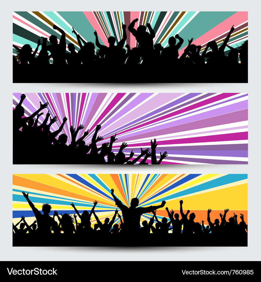 Party crowd banner designs Royalty Free Vector Image