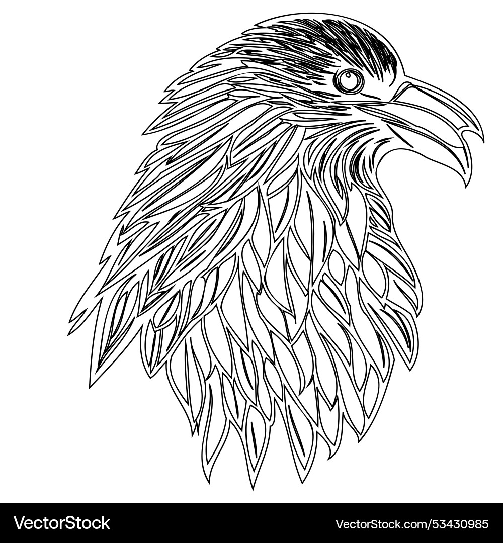 Raven or crow outline sketch Royalty Free Vector Image
