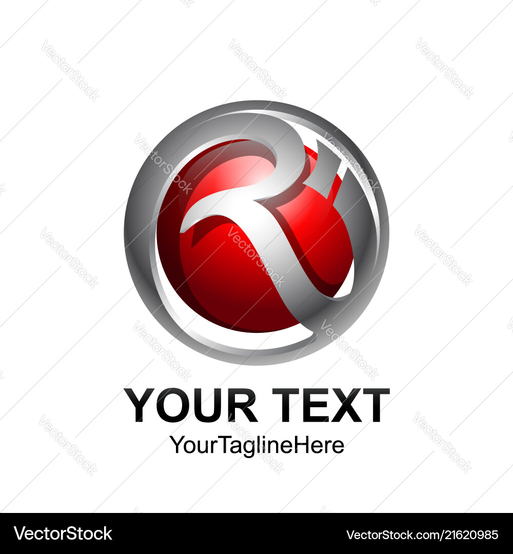 RI Initial Letter Logo - Red & Grey Royalty Free Vector