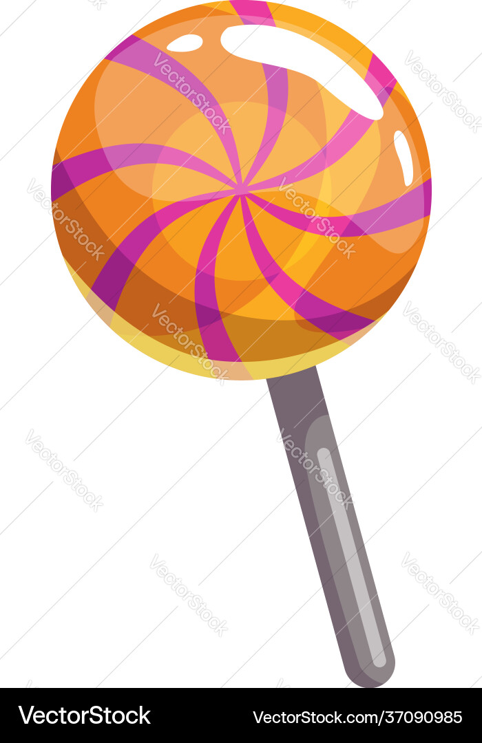 Striped candy on stick isolated realistic icon Vector Image