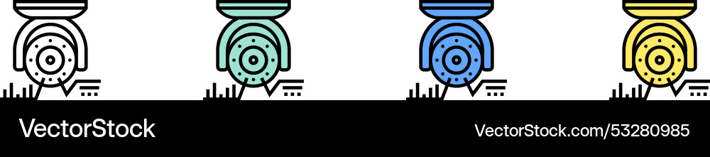 Surveillance camera icon outline green blue Vector Image