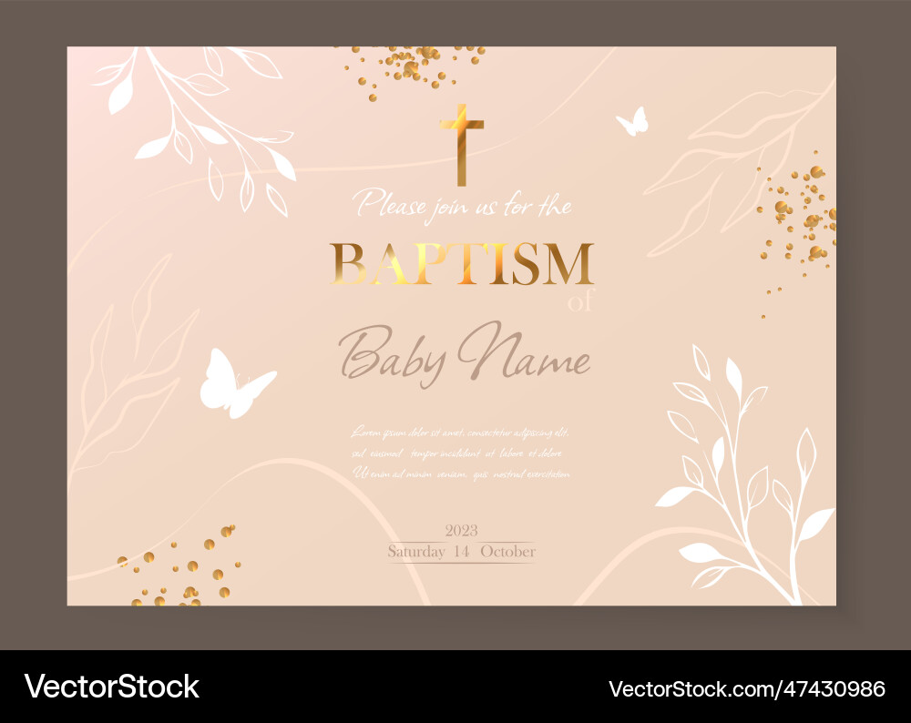 Baptism invitation card Royalty Free Vector Image