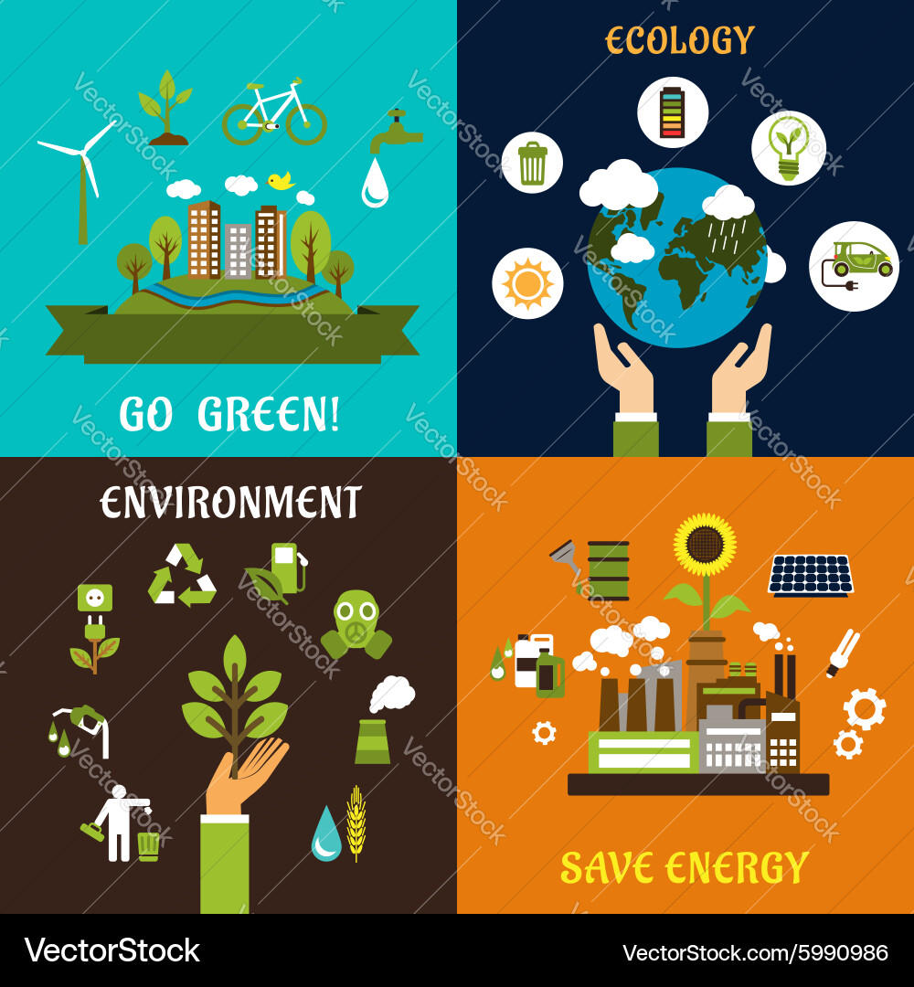 Environment ecology and save energy icons Vector Image