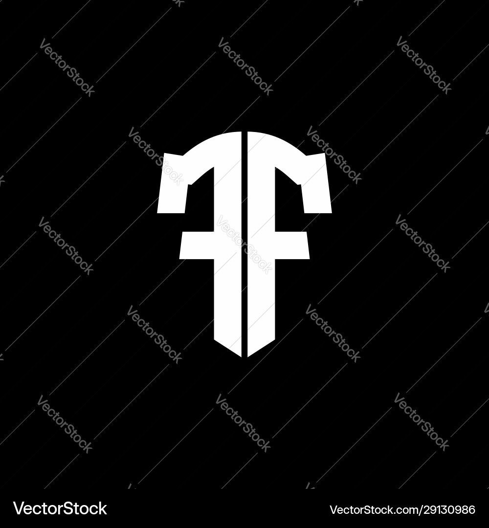 Ff monogram letter logo ribbon with shield style Vector Image