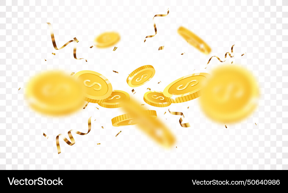 Flying gold coins explosion banner Royalty Free Vector Image