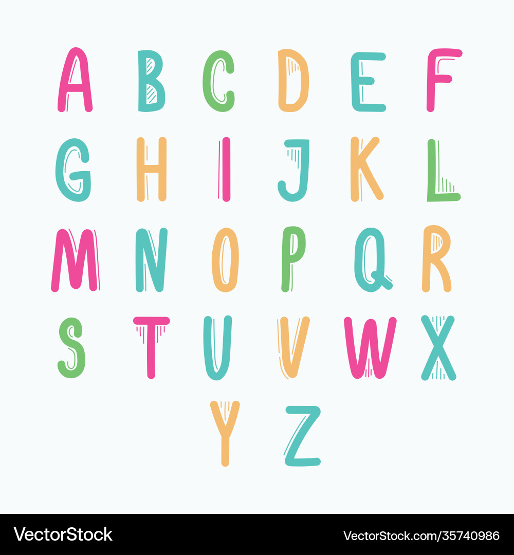 Hand drawn font style alphabet Royalty Free Vector Image