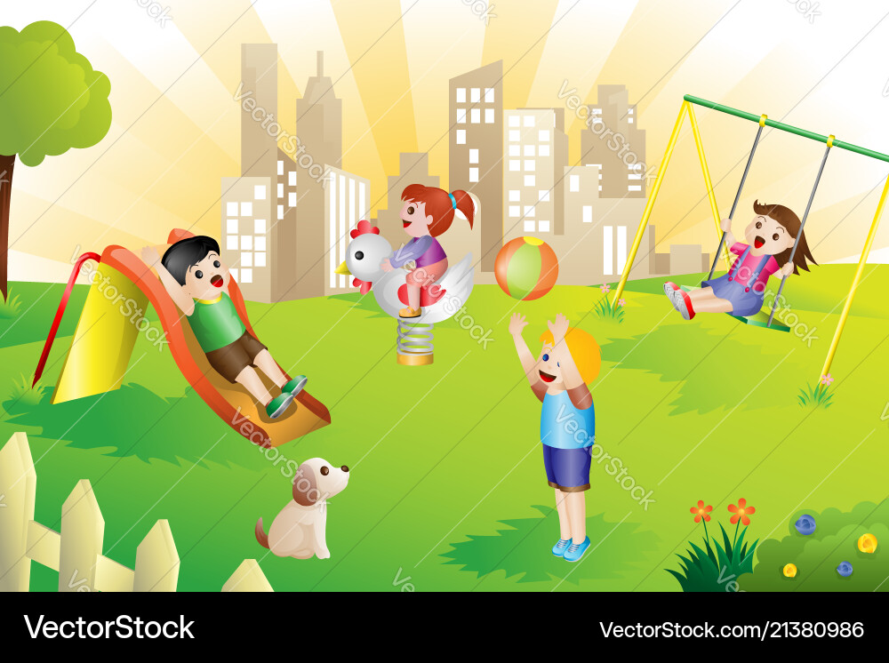 Kids in the playground Royalty Free Vector Image
