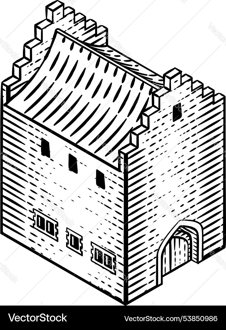 Medieval building map icon vintage Royalty Free Vector Image