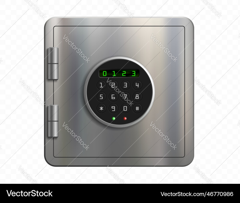 Metal safe icon door lock storage with buttons Vector Image