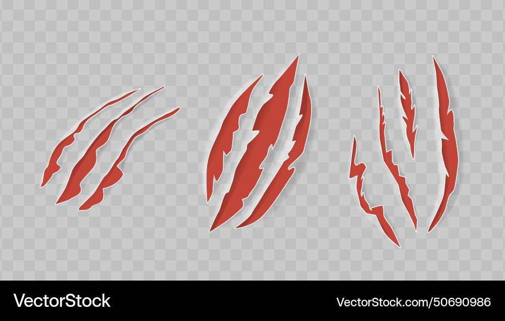 Realistic 3d set featuring fierce red claw Vector Image