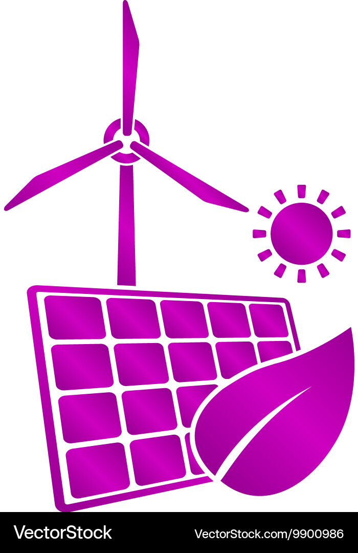 Solar panel icon and wind turbine Royalty Free Vector Image