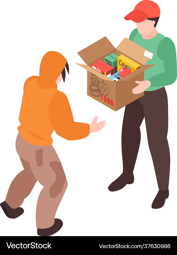 Volunteer sharing food composition Royalty Free Vector Image