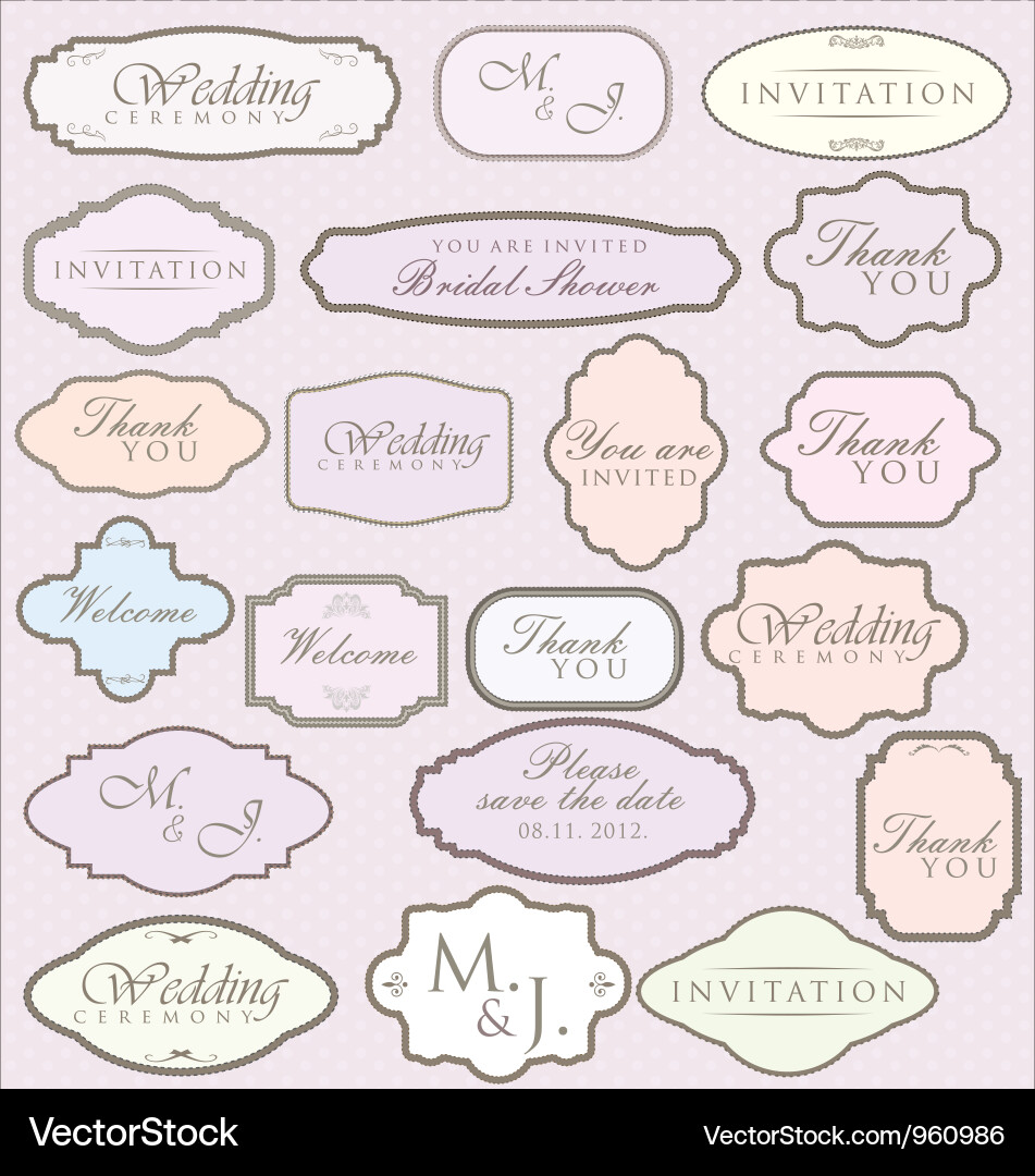 Wedding frame set Royalty Free Vector Image - VectorStock