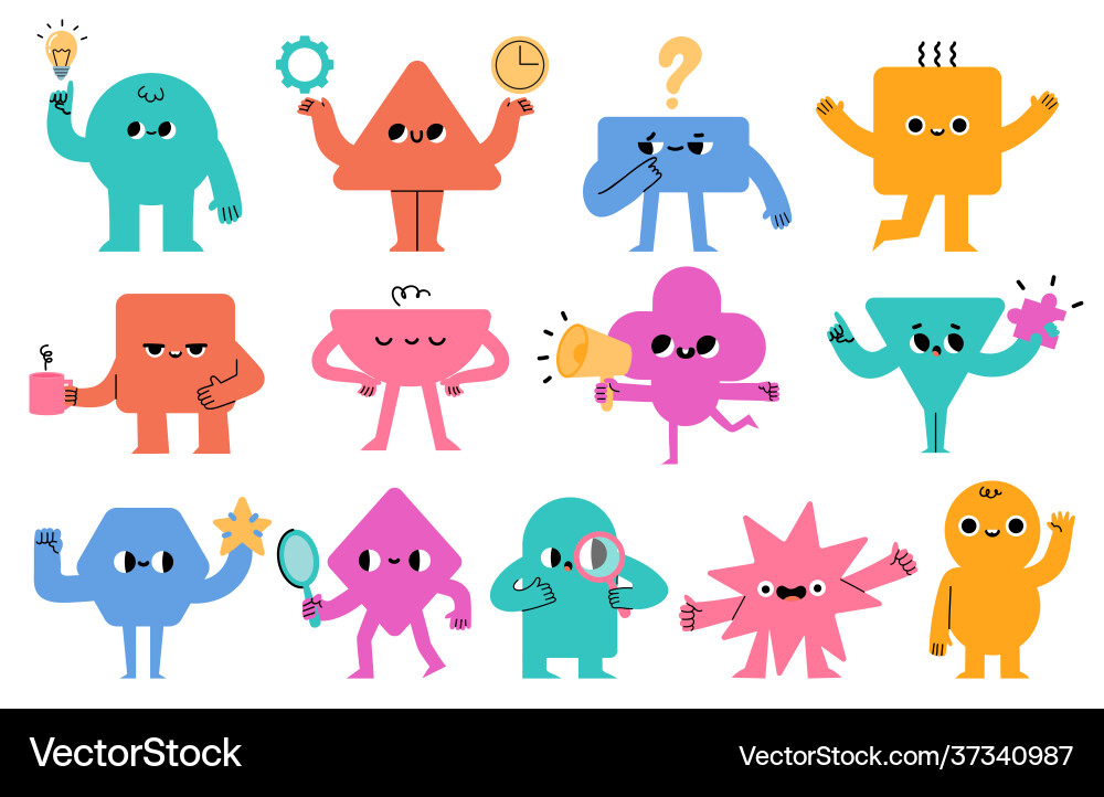 Abstract characters geometric comic creature Vector Image