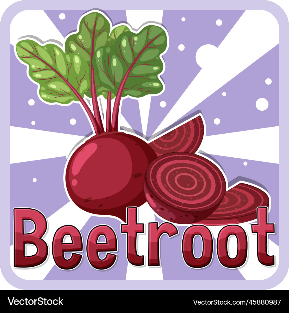 Beetroot poster in cartoon style Royalty Free Vector Image