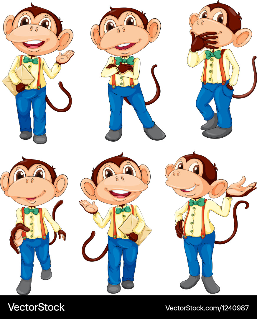 Different positions of a monkey Royalty Free Vector Image