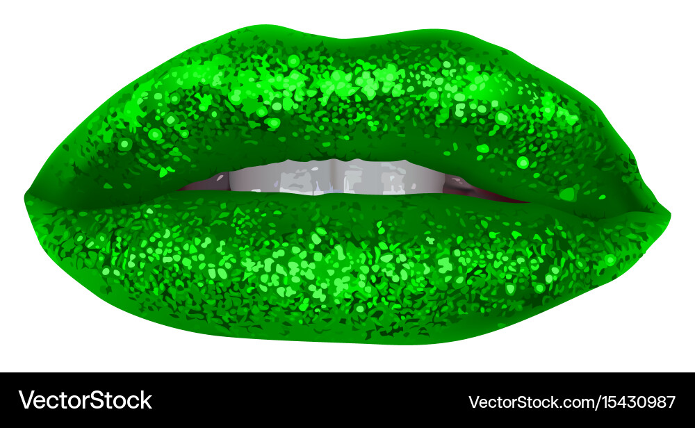 Green Glitter Lips Royalty Free Vector Image - VectorStock