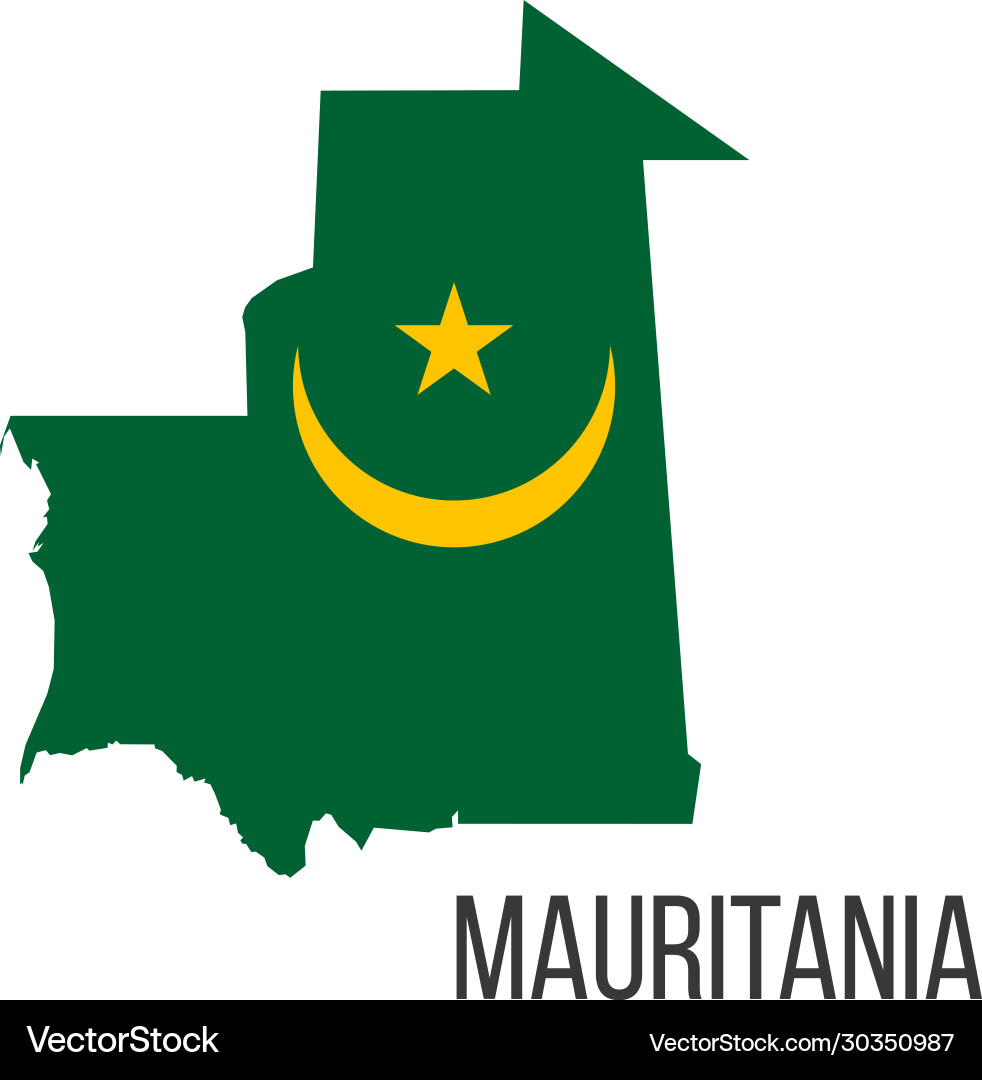 Mauritania flag map the country Royalty Free Vector Image