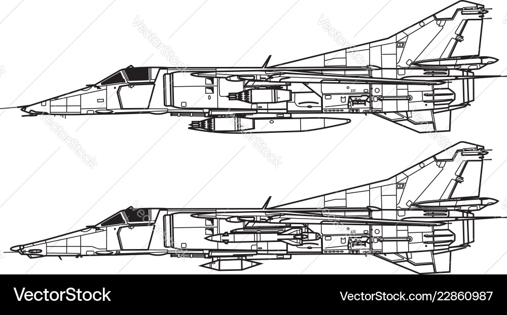 Mikoyan MiG-27 Fighter Jet Profile Royalty Free Vector Image