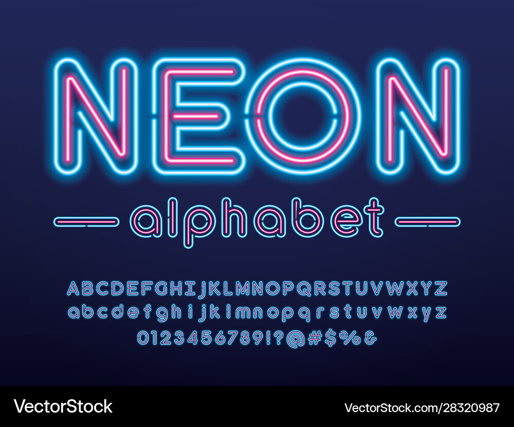 Neon font Royalty Free Vector Image - VectorStock