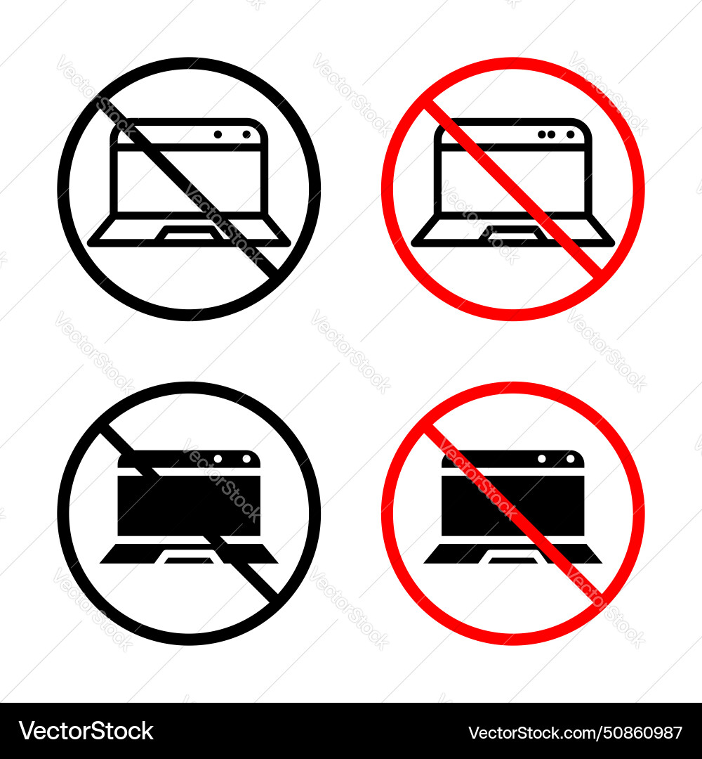 No laptop sign forbidden pc symbol Royalty Free Vector Image